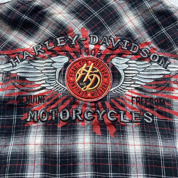 Harley-Davidson | Tops | Harleydavidson Snap Up Plaid Collar Womens ...